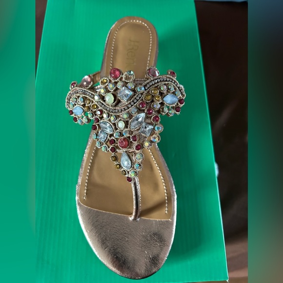 JRenee | Shoes | Jrenee Nwbox Rose Gold Jeweled Thong | Poshmark